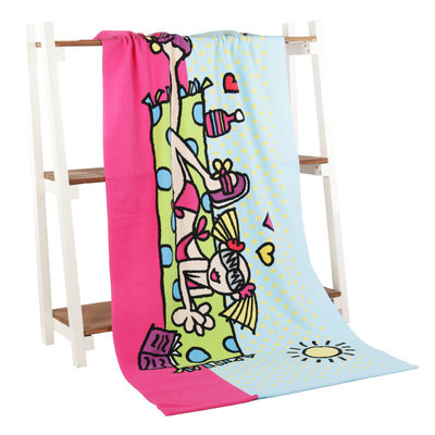 Premium Carton lovely girl printed beach towels / size 100*180cm