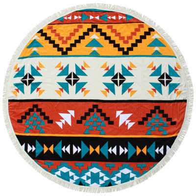 Bermuda Round Beach Towel / Custom Bath Towels Wrapped With Tassels