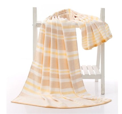 Velour Cotton Bath Towels / Spa Striped Beach Towels High Water - Absorbing
