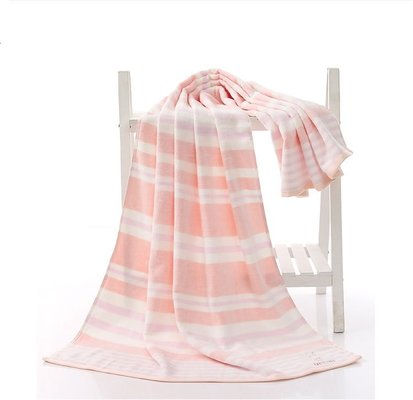 Velour Cotton Bath Towels / Spa Striped Beach Towels High Water - Absorbing