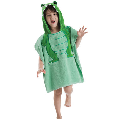 Green Frog Hooded Beach Towels Pigment Printing Comfortable Skin Feeling