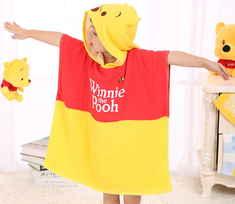 Reactive Print Thick Hooded Poncho Towel Harmless Multicolor For Kids