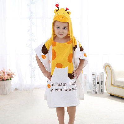 Midium Yellow Jacket Childrens Hooded Towels For Summer Beach Swimming