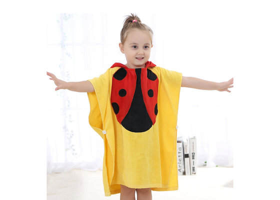 Printed Animals Hooded Beach Towels , Beatles Swimming Poncho Towel For Children