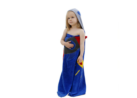 Navy Hooded Beach Towels For Kids , Soft Embroidered Baby Bath Towels