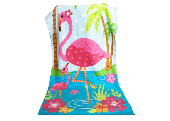 Red-Crowned Crane Print Beach Towel with Company Brand for Advertisement