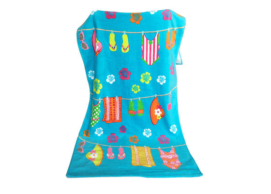 Light Blue Summer Gift Towel Custom Cotton Yarn Branded Beach Towel