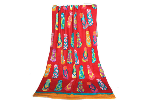 Woven Logo Oversized Beach Towels / Jacquard Bath Towels Folded Edge