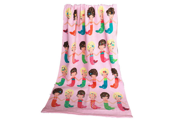 Solid Color Monogrammed Beach Towels Printed Making Fun With Pink Mermaid