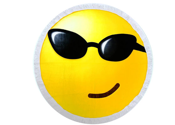 Adults Round Beach Towel Creative Funny Emoji Pattern For 2 Person