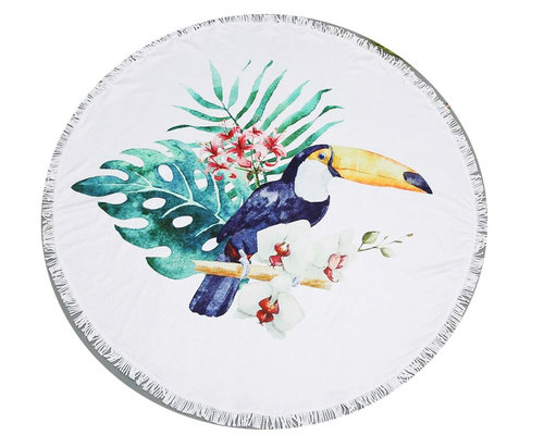 Plush Woodpecker Roundie Beach Towel