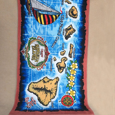 OEM Hawaii Design Islands Printed Beach Towels Marine Styles With 10 Colors