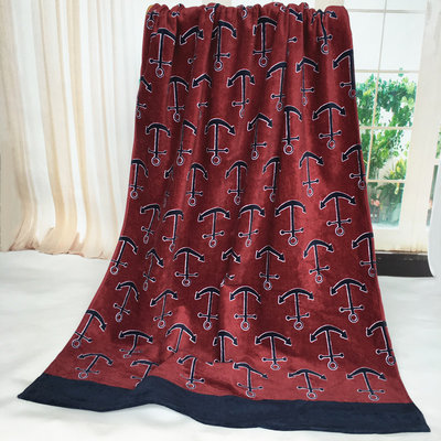 Mens Cotton Printed Beach Towels / Hotel Bath Towels Boat Anchor With Black Margin
