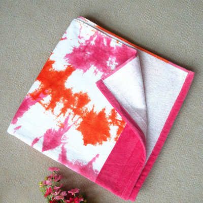 Beach Bath Towels Ventilate Pink Yelow Color With 100% Cotton Fabric