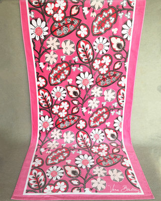 High Dense Promotional Beach Towels / Flowered Bath Towels Pink Long Stalks