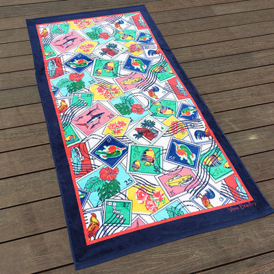 Cuban Stamps Pattern Promotional Beach Towels For Novelty Graduation Gifts