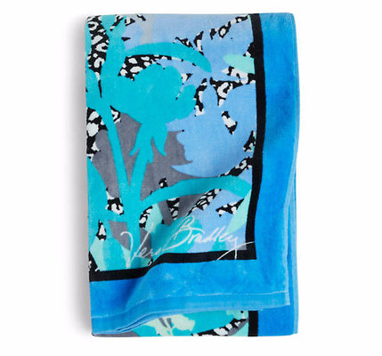 Velour Cotton Promotional Beach Towels With Navy Blue Oak Leaves 75 * 180cm
