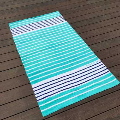 Sunscreen Extra Large Thick Beach Towels Blue White Stripe 35 X 68