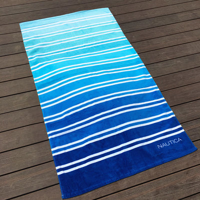 Jacquard Logo Printed Beach Towels / Blue Beach Towel Perfect For Travel
