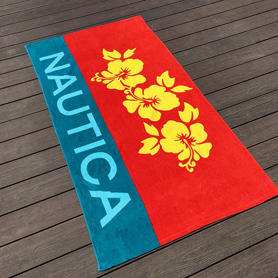 Red Hibiscus Patterned Beach Towels , Rosa - Sinensis Cotton Bath Towel