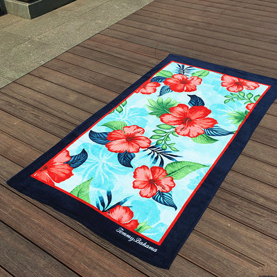 Hibiscus Flower Promotional Beach Towels Rectangular With Multi - Function