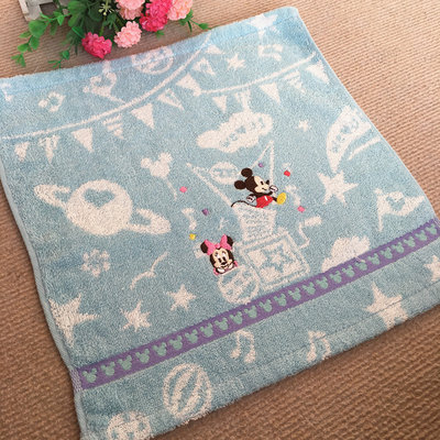 Little Mickey Printed Kids Face Towel Light Blue And White Cartoon
