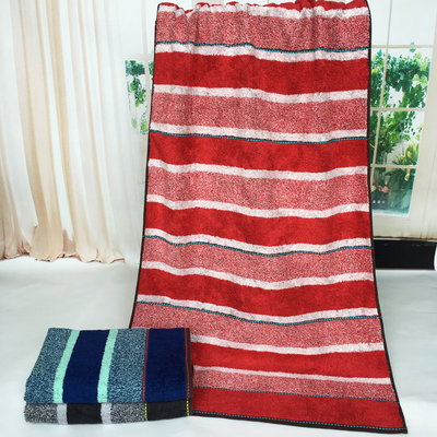 Thick Havana Striped Jacquard Beach Towels Red Color Medium Size