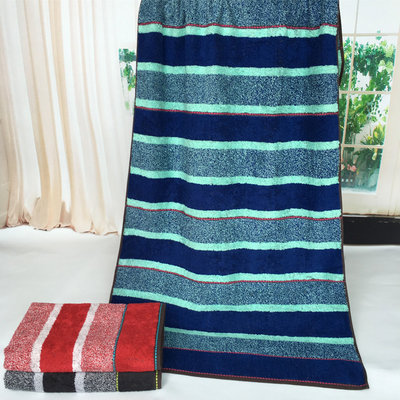 Thick Havana Striped Jacquard Beach Towels Red Color Medium Size