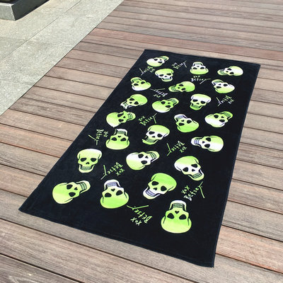 Adult Funny Personalized Beach Towels Colorful Skull Reactive Printed