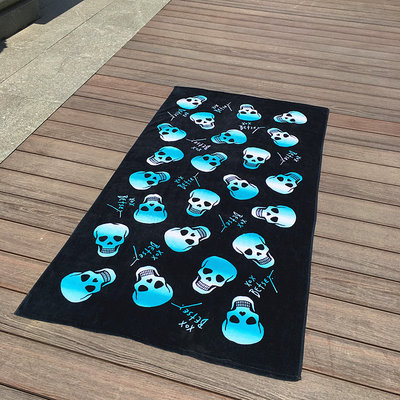 Adult Funny Personalized Beach Towels Colorful Skull Reactive Printed
