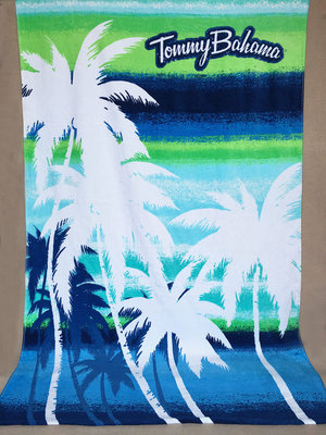 Woven Blue Printed Palm Beach Towel / Beach Throw Blanket Extra Sizes