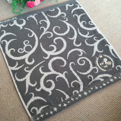 Gray Simple Design Cotton Face Towel Folded Edge With Plush Terry
