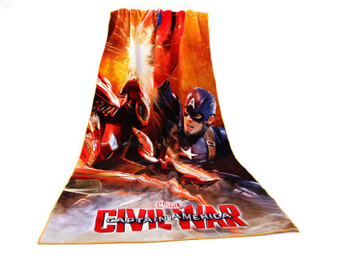 Captain America Photo Beach Towel Civil War Pattern Non - Fade Water Based Prints
