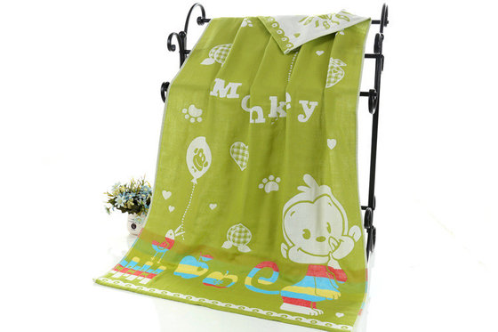 Mint Green Monkey Jacquard Beach Towel With Thermal Transfer Print