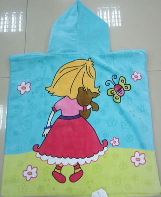 Princess Girls Hooded Poncho Towel Eco - Friendly Reactive Printed