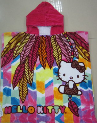 Personality Hello Kitty Hooded Beach Towels For 3 - 7 Years Children