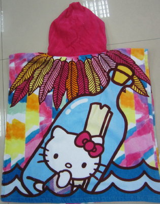 Personality Hello Kitty Hooded Beach Towels For 3 - 7 Years Children