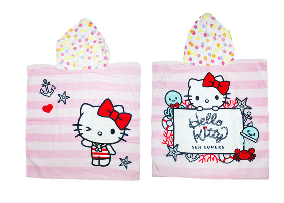 Hello Kitty Hooded Pool Towels / Cotton Beach Towels Custom Design