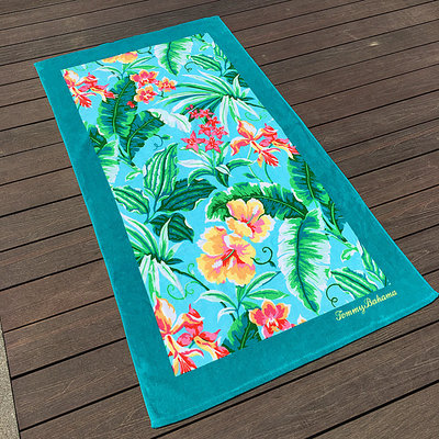 Ladies Aqua Pool Printed Beach Towels With Passionate Flower Design
