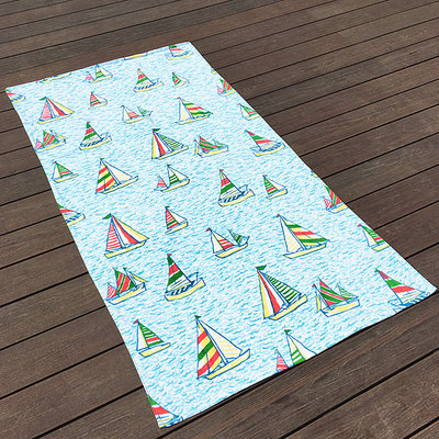 Boat Sail Initials Personalized Beach Towels Thermal Transfer Print