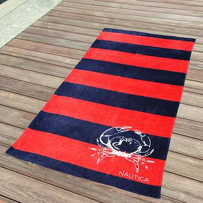 Awesome Kids Swimming Towels Red and Navy Striped Seashell Beach Towels