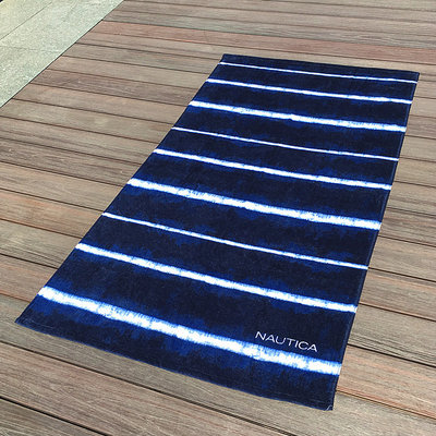 Soft Promotional Mens Beach Towel / Striped Beach Towels Blue And White
