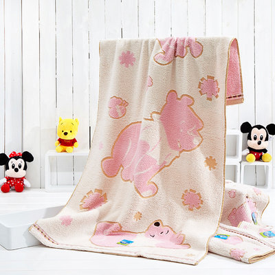 Winnie Loops Dyed Disney Beach Towels Pink Color With Dobby Border
