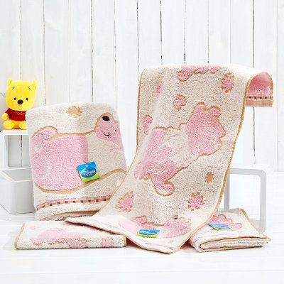 Winnie Loops Dyed Disney Beach Towels Pink Color With Dobby Border