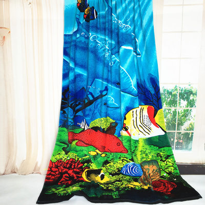 Dolphin Oversized Beach Towels Blanket Two Sea Floor Pattern Sheets