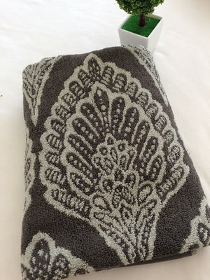 Double Plush Cotton Bath Towels Indian Style , Brown Peacock Beach Towels