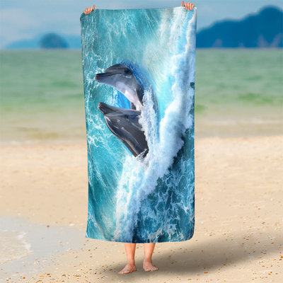 Personalized Dolphin 3D Pro Printed Microfiber Towels Summer Lotus 200gsm