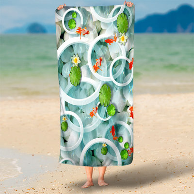 Personalized Dolphin 3D Pro Printed Microfiber Towels Summer Lotus 200gsm