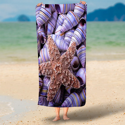 Rectangel Round Microfiber Swim Towel Hd 3d Print With Piping Or Tassel