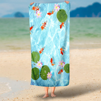 HD Microfiber Beach Towels , Customized Label Printed Bath Towels 70x140cm